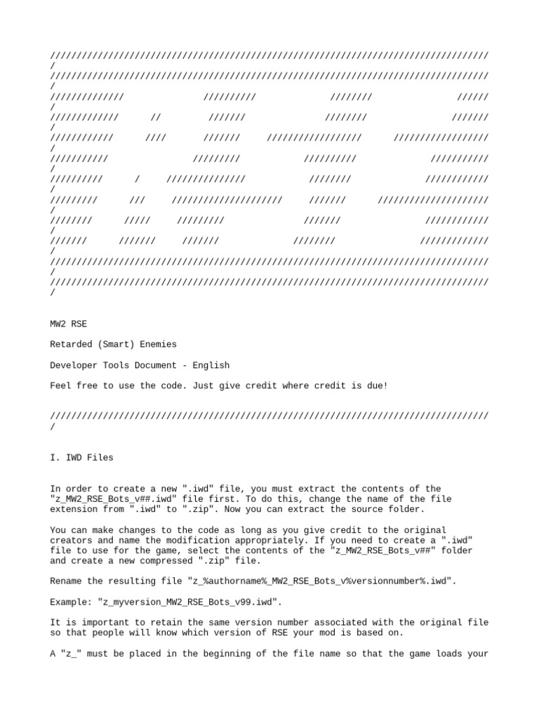 MW2 RSE Developer Tools READ ME | PDF | Computer File | Zip (File Format)