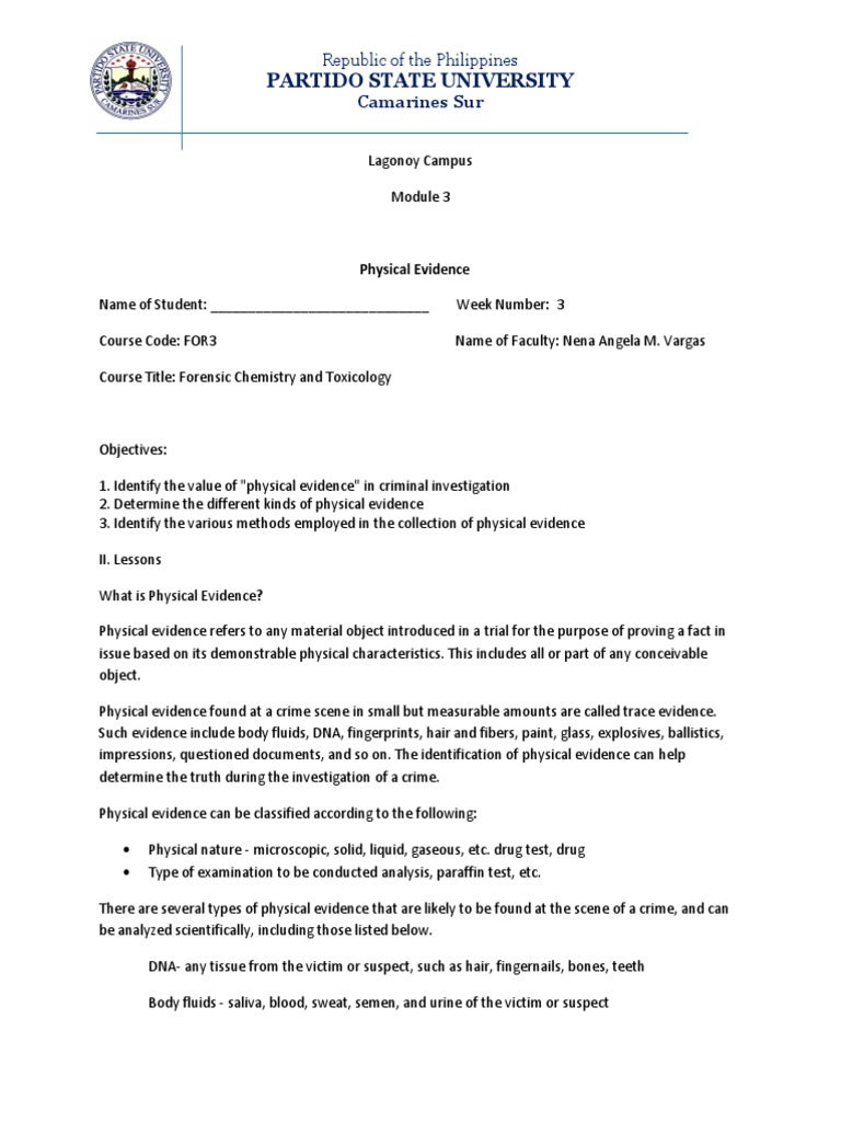 FOR3 Module | PDF | Crime Scene | Forensic Science