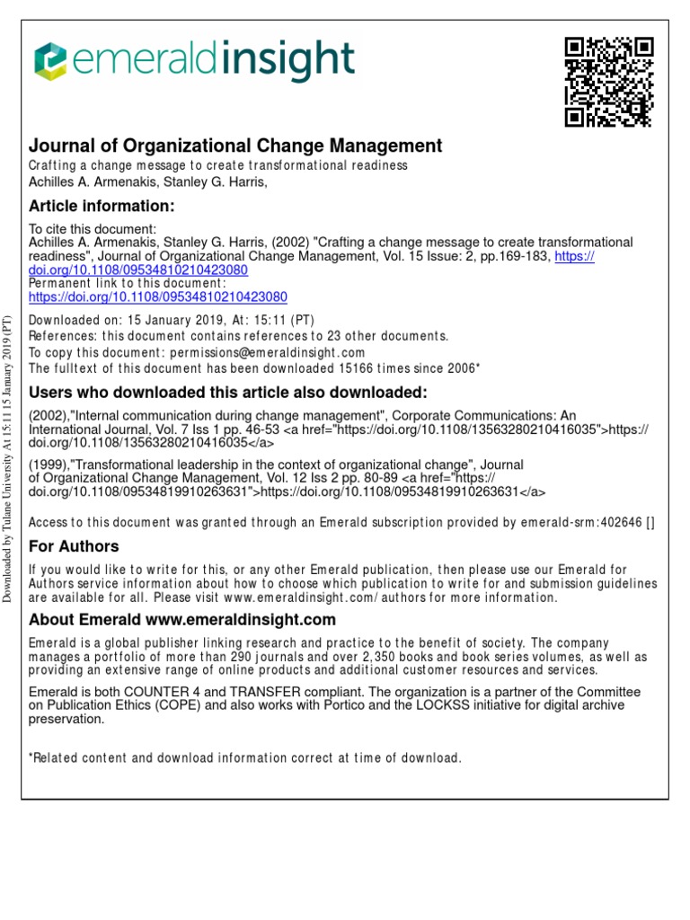 Armenakis 2002 | PDF | Communication | Swot Analysis
