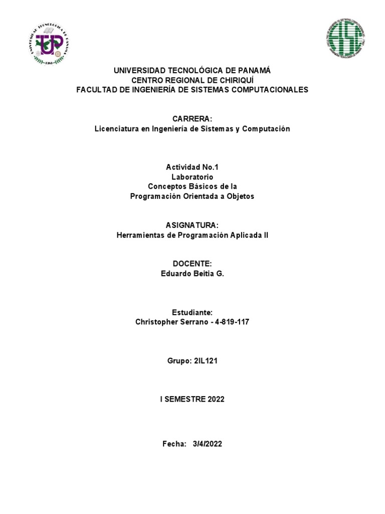 Actividad 1 - Christopher Serrano | PDF | Objeto (informática ...