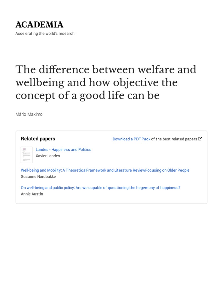 The Difference Between Welfare and Wellbeing and How Objective The ...