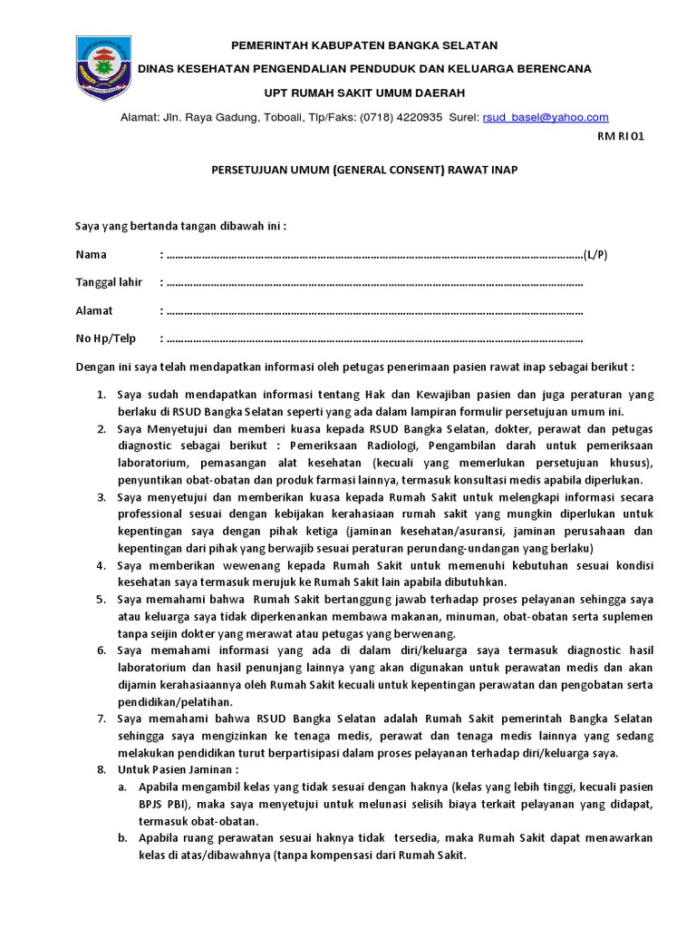 Formulir General Consent 2021 | PDF