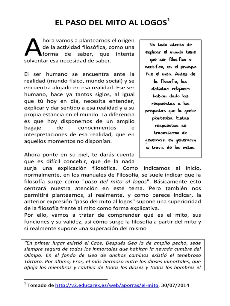 Del Mito Al LOGOS | PDF | Antigua Grecia | Razón