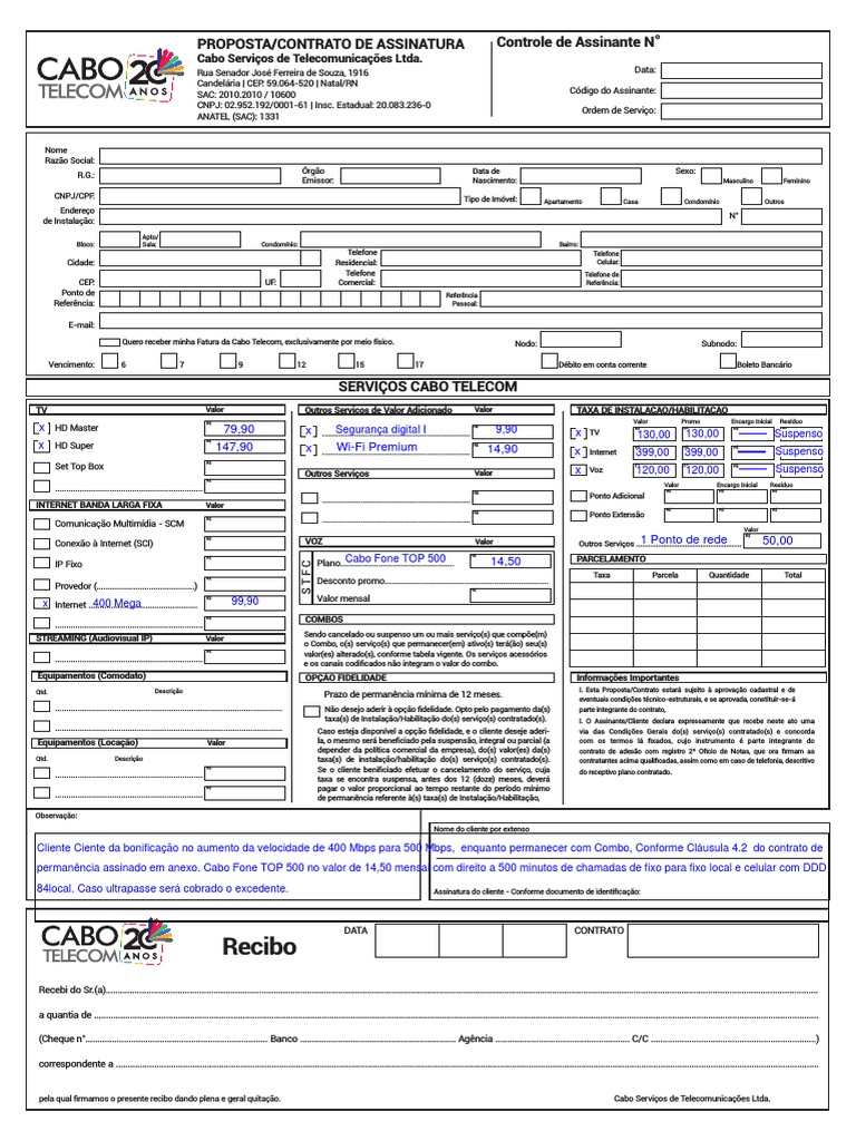 Modelo de Preenchimento Completo | PDF | Cheque (banco) | Comunicação