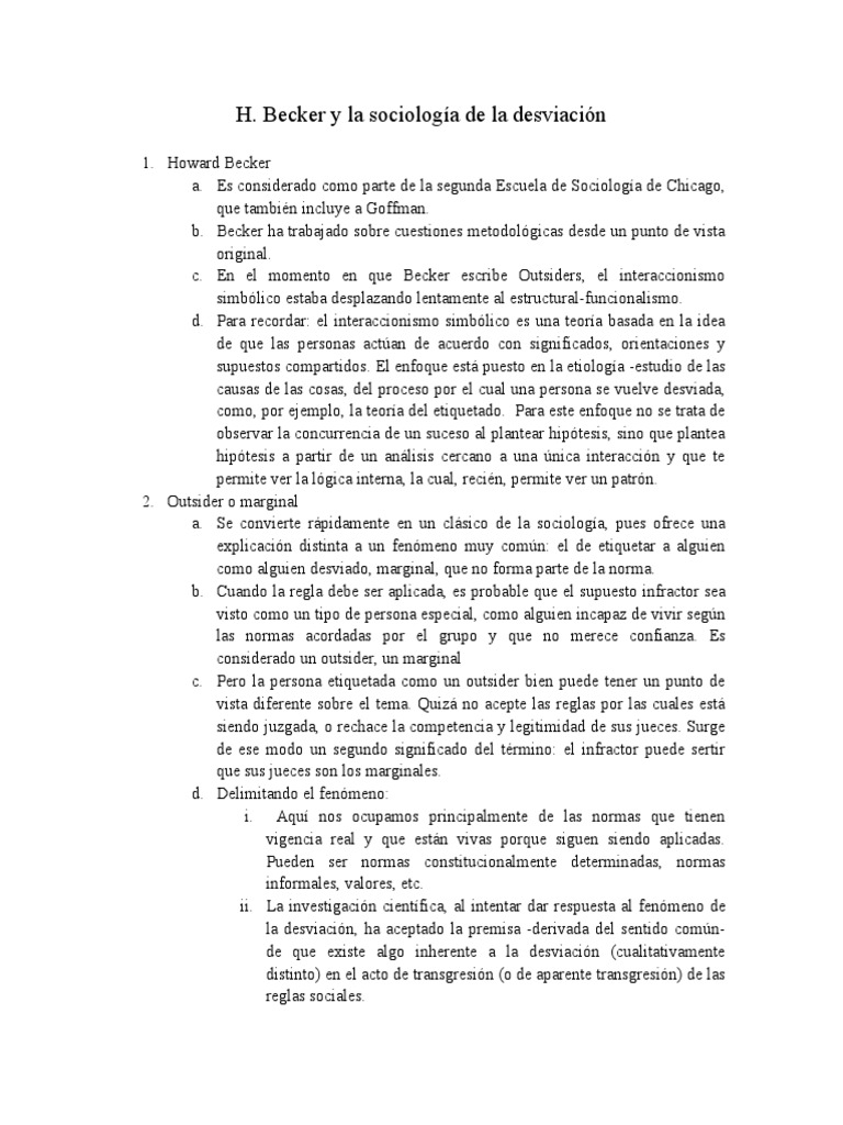 Becker y La Desviación | PDF | Sociología | Teoría
