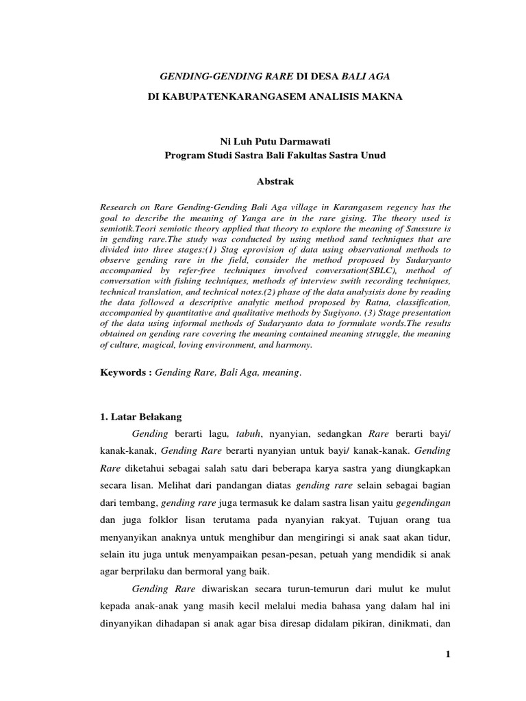 Makna Gending Rare Bali Aga | PDF