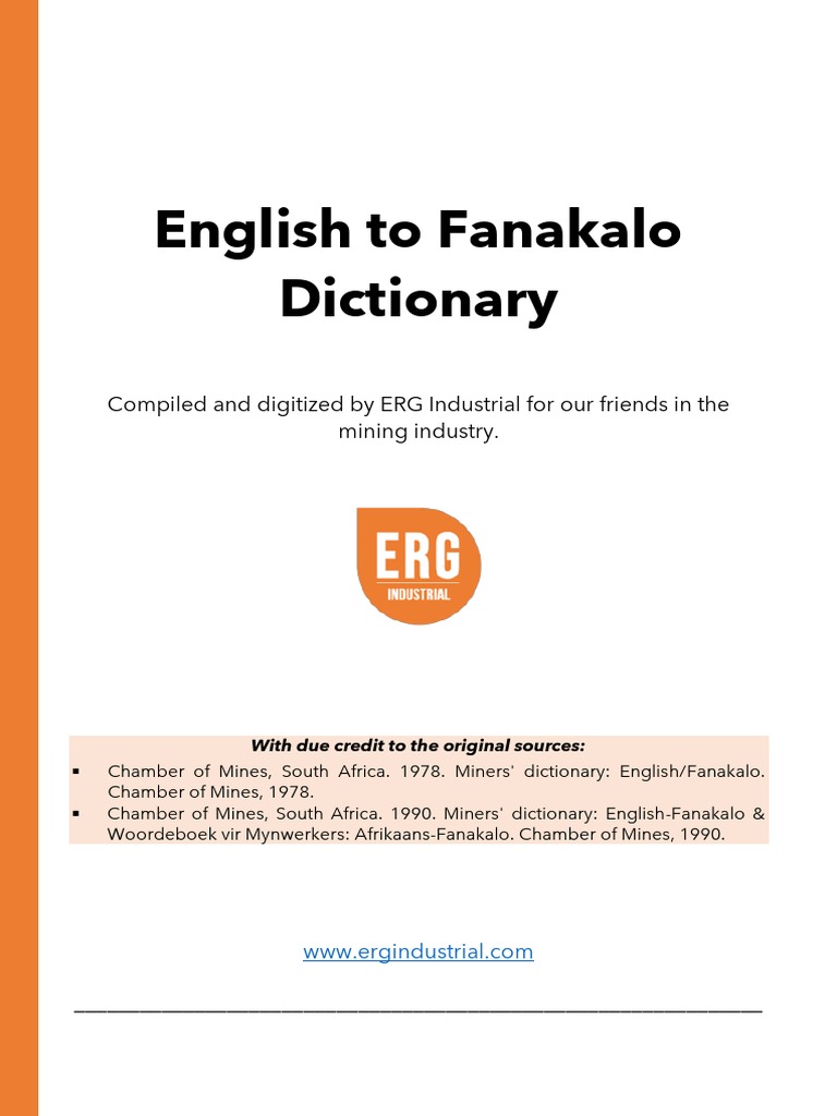 English-Fanakalo Dictionary for Miners | PDF | Language Arts & Discipline