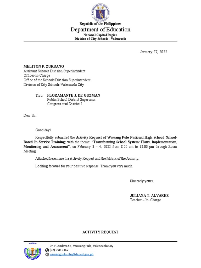 Inset Activity Request - Midyear Inset - Feb. 3 4 - 20221 1 1 | PDF | Psychology | Behavior ...