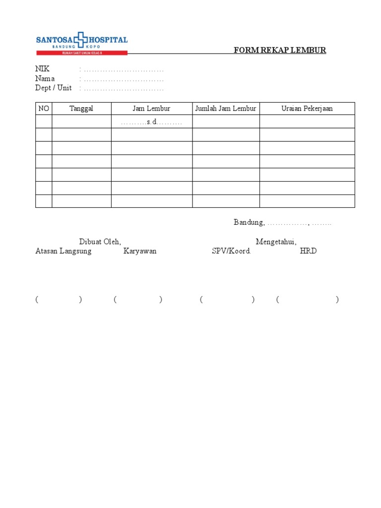 Form Rekap Lembur | PDF