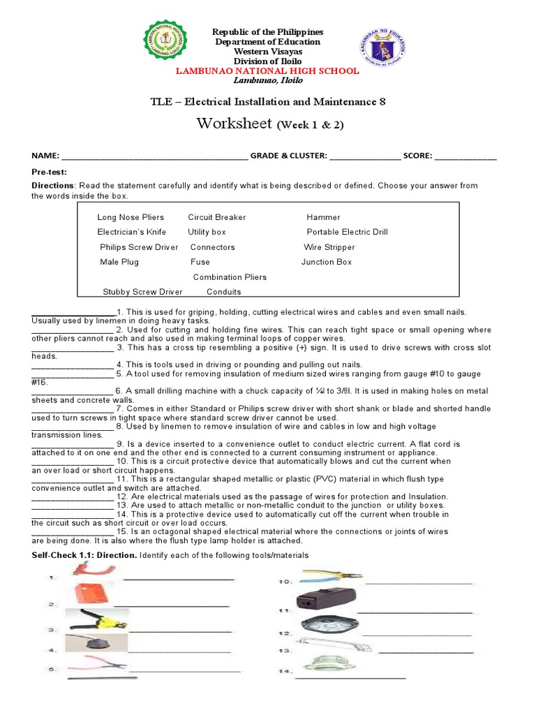 EIM 8 Week 1 and 2 Worksheet | PDF | Electrical Connector | Electrical ...