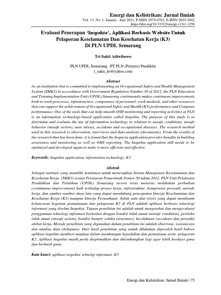 Evaluasi Aplikasi Inspekta di PLN Semarang | PDF | Science