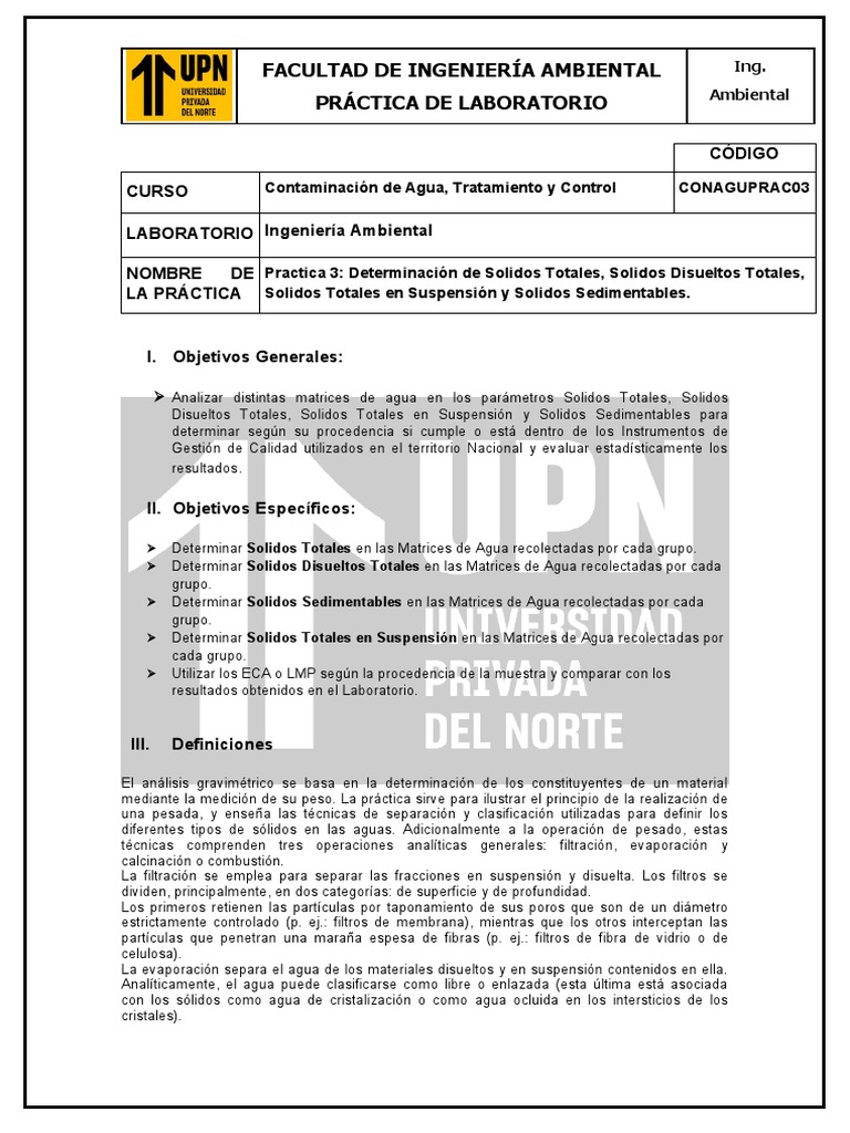 Practica de Laboratorio N°3 Ciclo 2022-2 Sólidos | Descargar gratis PDF | Agua | Sólido