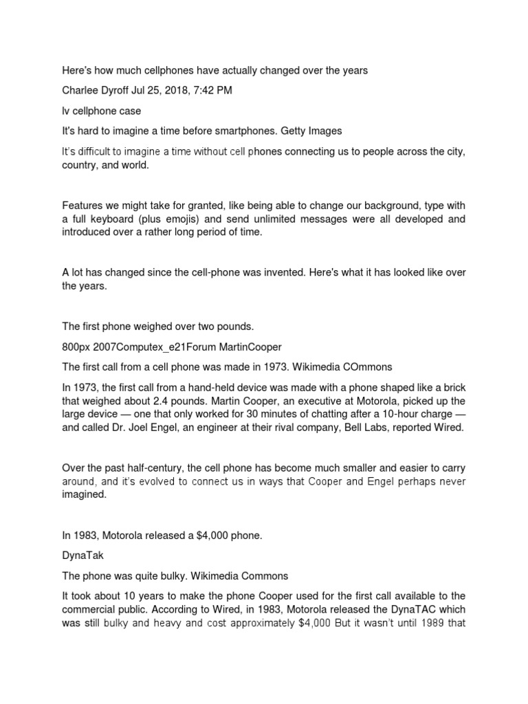 History of Mobile Phones | PDF | I Phone | Mobile Phones