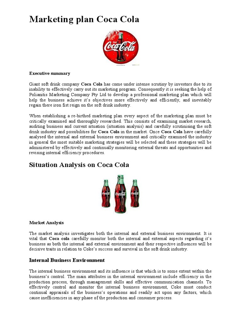 Marketing Plan Coca Cola | PDF | Marketing | Pricing