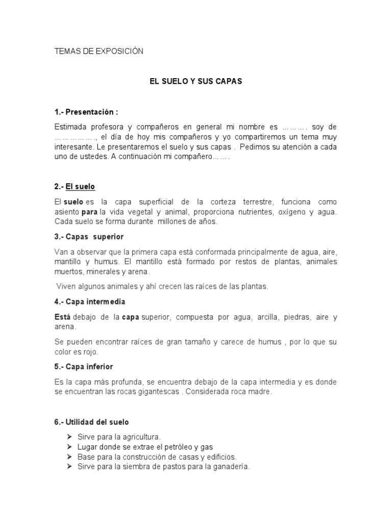 El Suelo y Sus Capas | PDF | Agua | Suelo