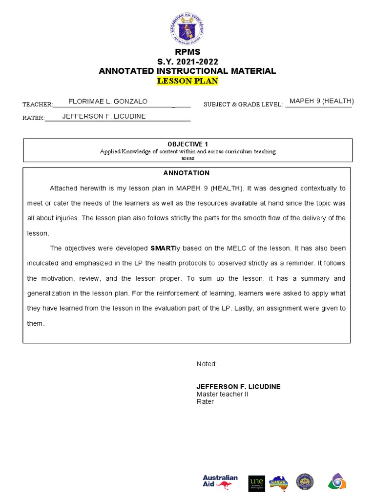 ANNOTATED-LP-ASSESSMENT-ACTIVITY-SHEETS | PDF | Lesson Plan | Learning