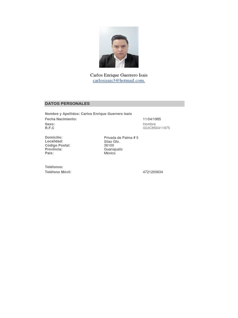 Curriculum de Carlos Enrique Guerrero Isais 2021 PDF | PDF | Hospital | México