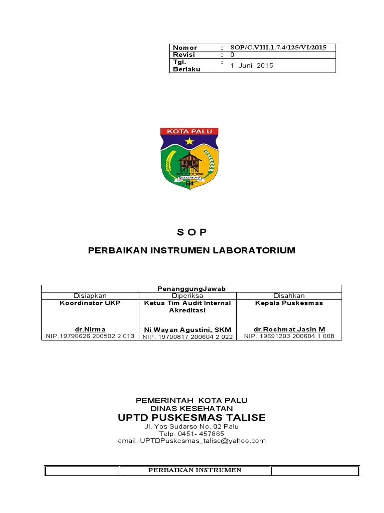 SOP Perbaikan Instrumen Laboratorium | PDF