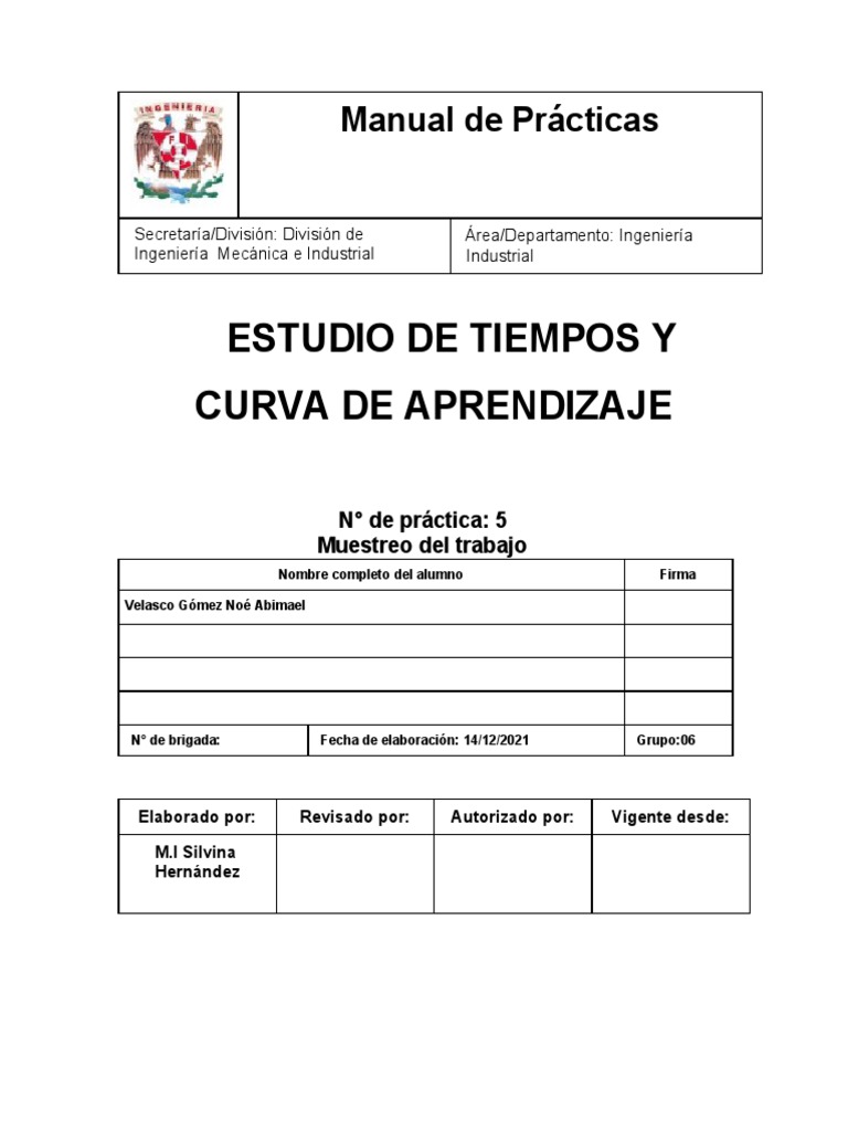 Practica 5 Estudio De Tiempos Pdf Ingeniería