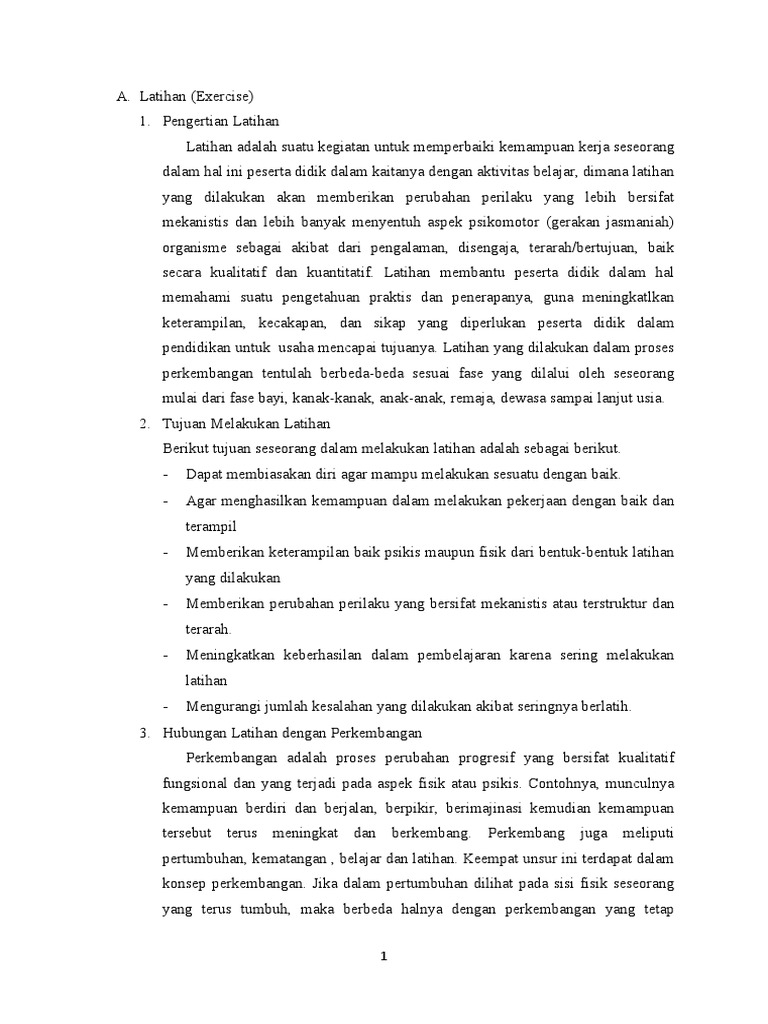 Latihan Dan Keterampilan Dan Hubungannya Dengan Perkembangan | PDF ...