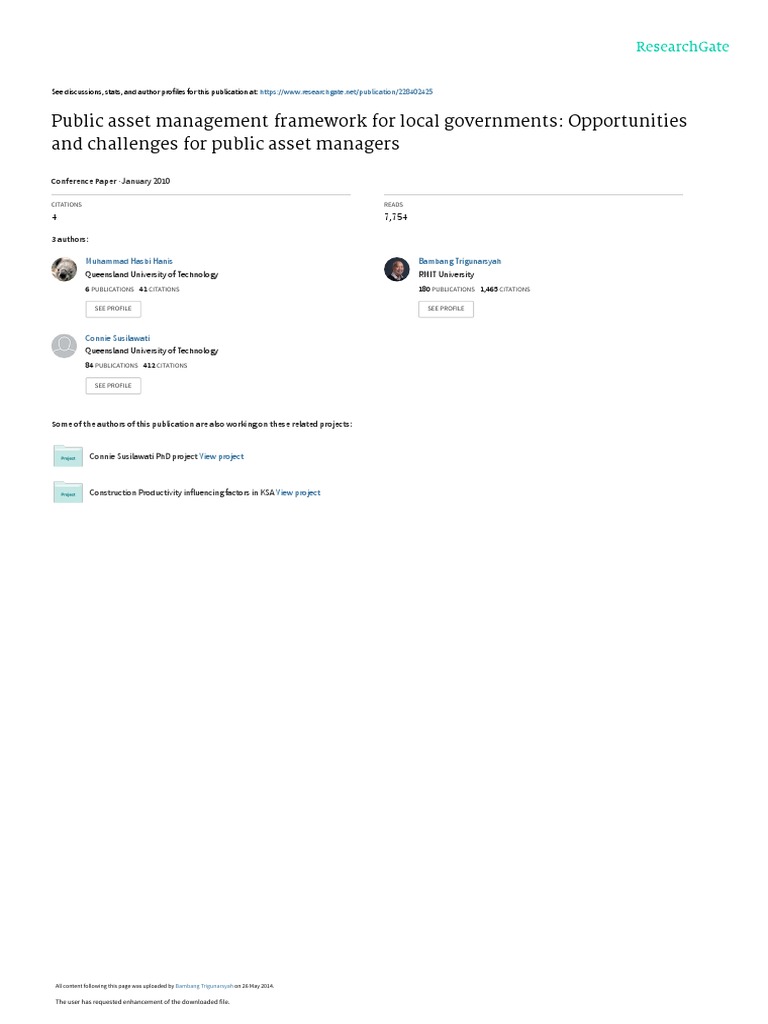 Public Asset Management Framework For Local Govern Pdf Investment Management Property