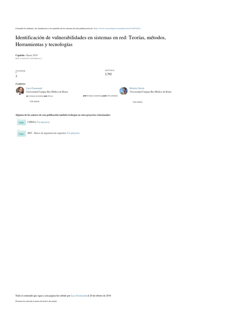 Identification of Vulnerabilities in Networked Systems - Es | PDF | Tecnología de información y ...