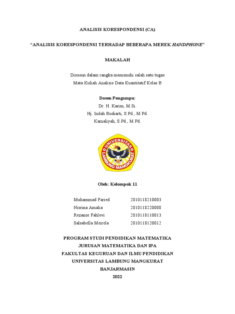 Kelompok 11 Analisis Korespondensi Pdf Metode And Bahan Ajar Komputer 