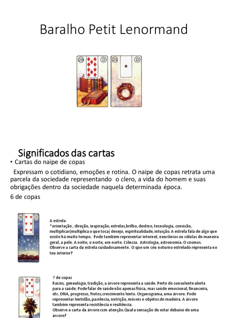 Baralho Petit Lenormand - Os Naipes | Download grátis PDF | Amor ... Baralho Petit Lenormand - Os Naipes | Download grátis PDF | Amor ...