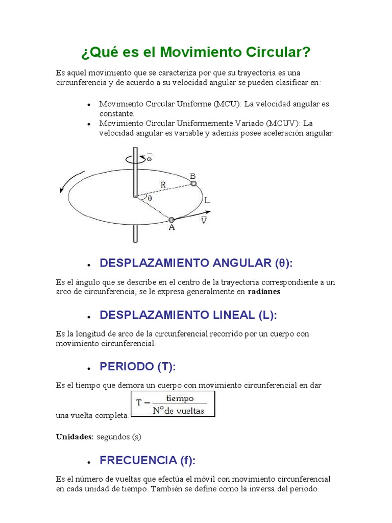 Tipos y características del movimiento circular | PDF | Velocidad | Cambio