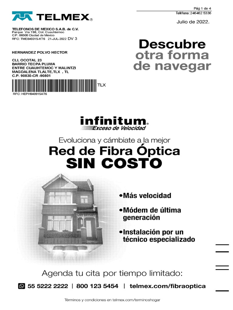 Recibo Telmex | PDF