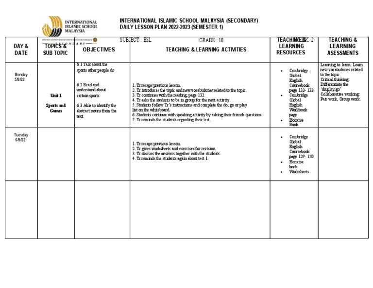 Esl G10 | PDF | English As A Second Or Foreign Language | Lesson Plan
