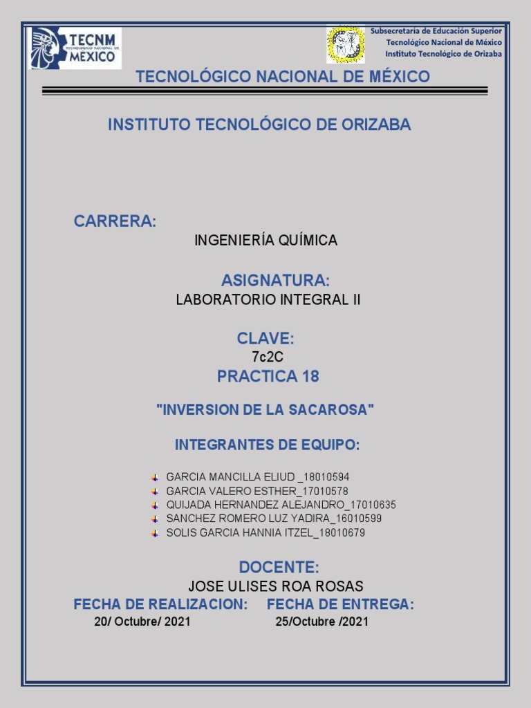 Practica 18 | PDF | Sacarosa | Carbohidratos