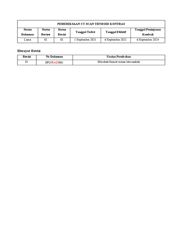 Pemeriksaan CT Scan Thyroid Kontras | PDF