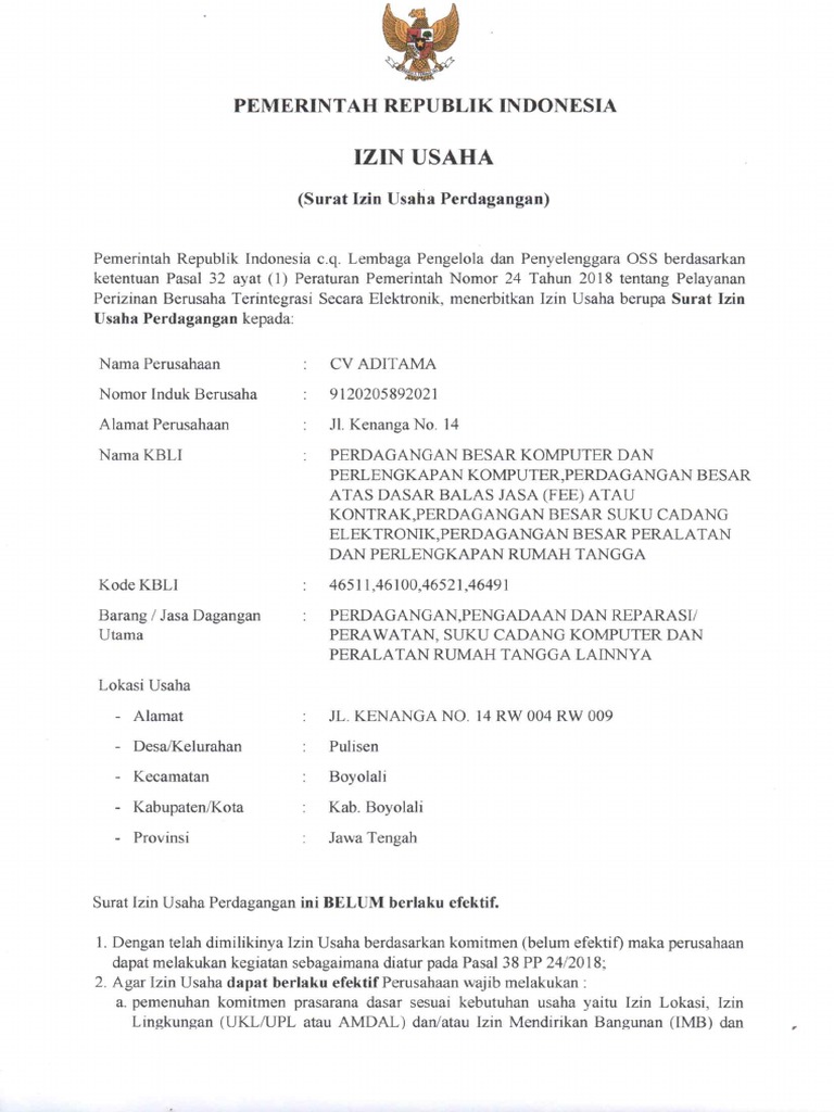Ijin Usaha (2) | PDF