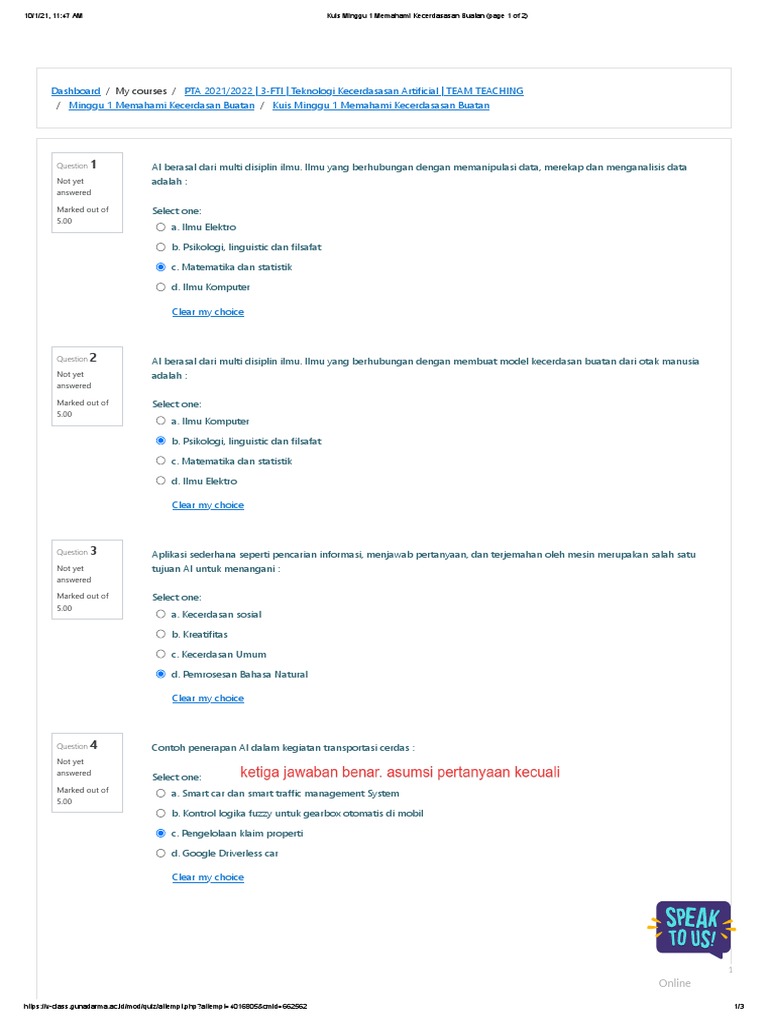 Kuis Memahami Kecerdasan Buatan | PDF
