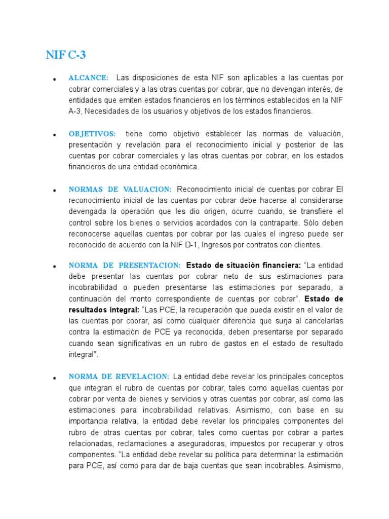 Resumen NIF C-3 | PDF | Estado financiero | Economias