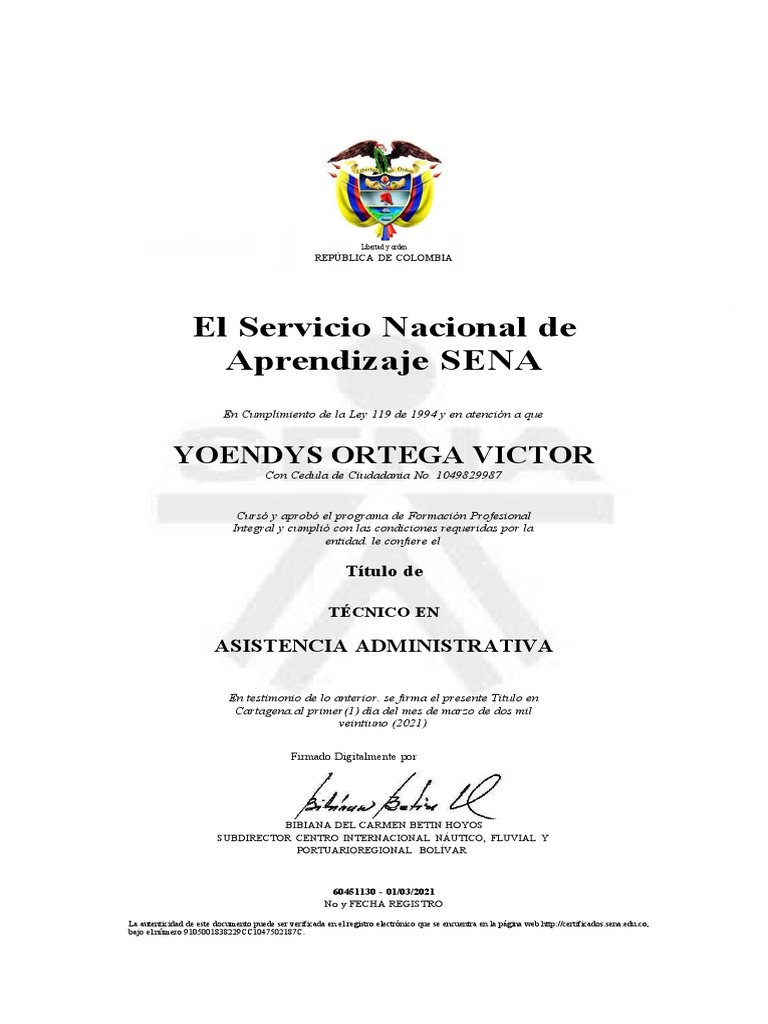 Certificado Del Sena | PDF