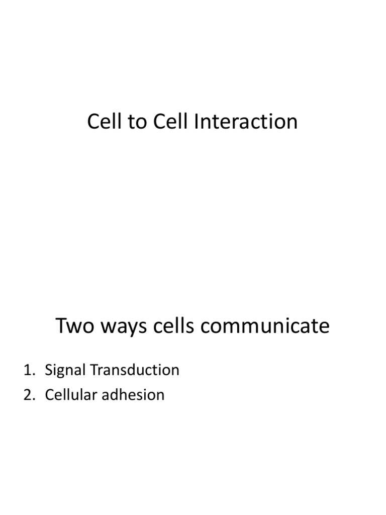 Cell To Cell Interaction | PDF