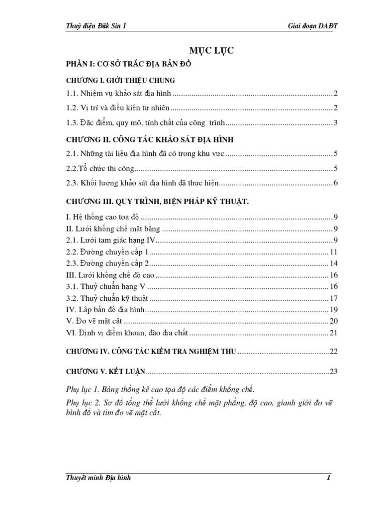 Baocao KQ Dia Hinh 1-6 | PDF