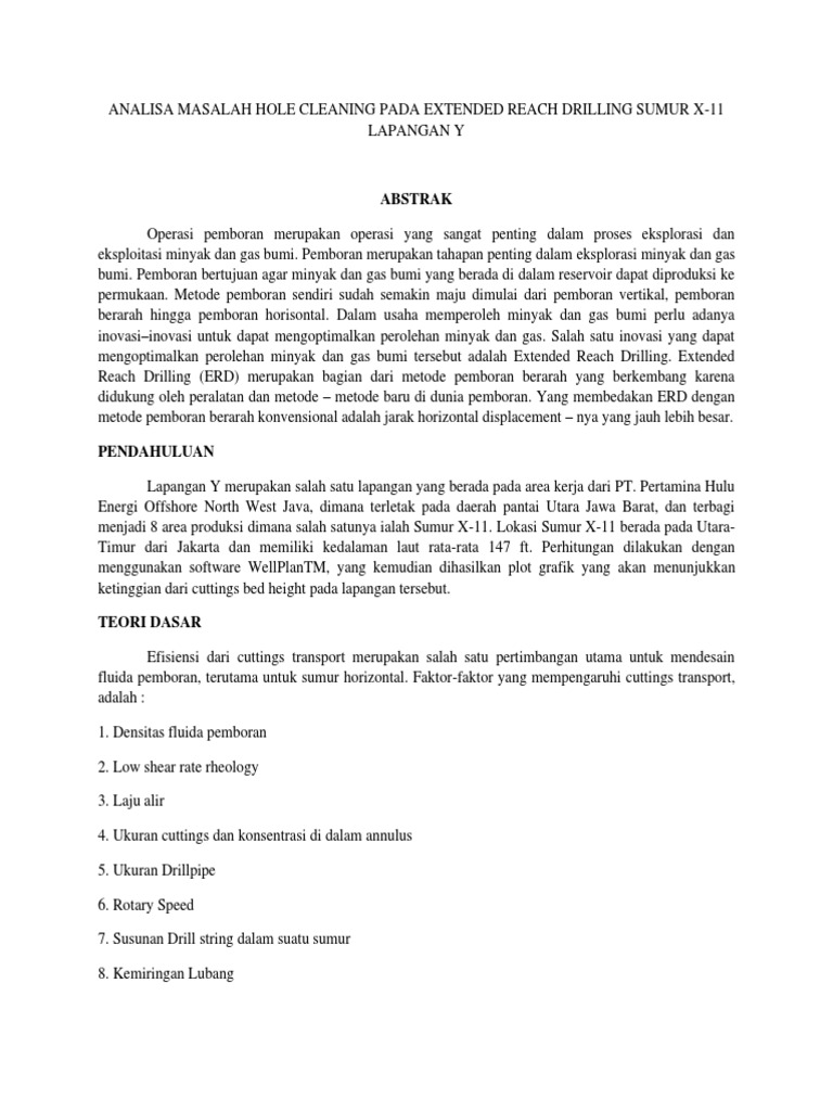 Endrico Dumpapa (Analisa Masalah Hole Cleaning Pada Extended Reach ...