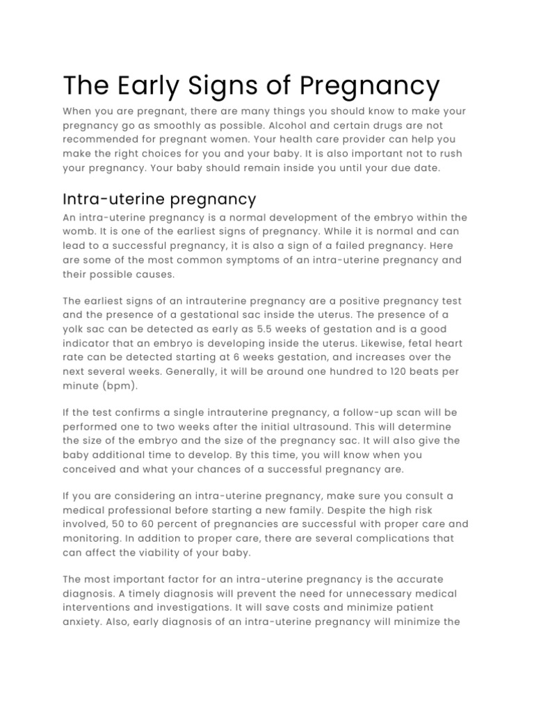 The Early Signs of Pregnancy | PDF | Pregnancy | Uterus