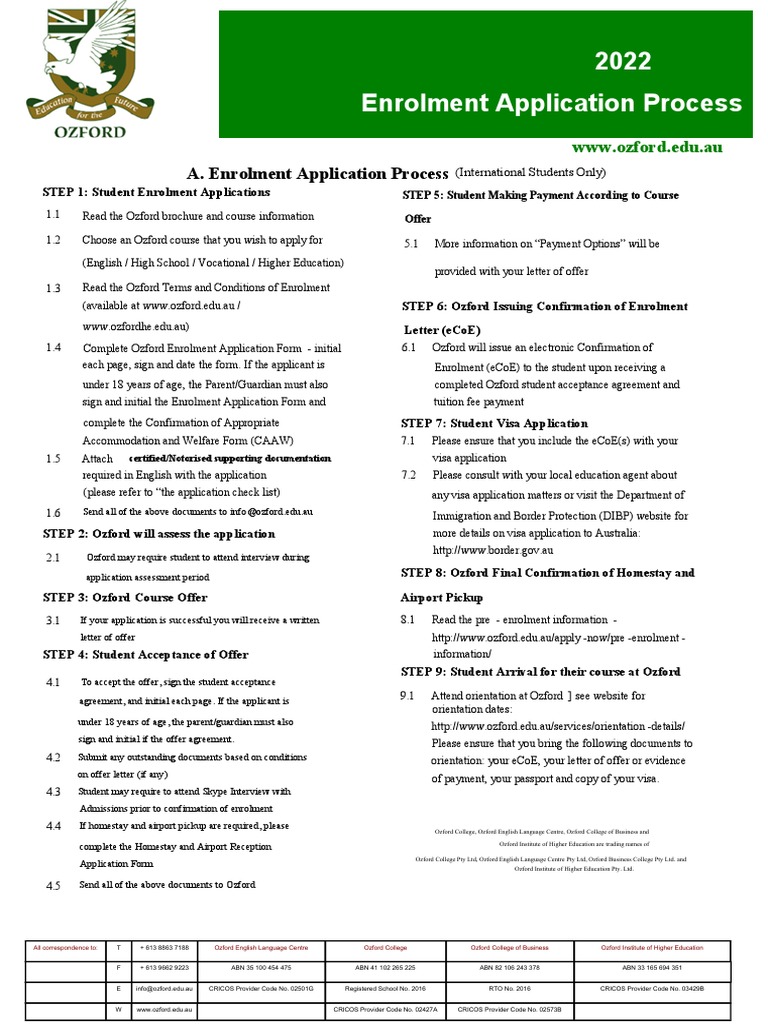 Ozford International Student Enrolment Guide | PDF | Travel Visa