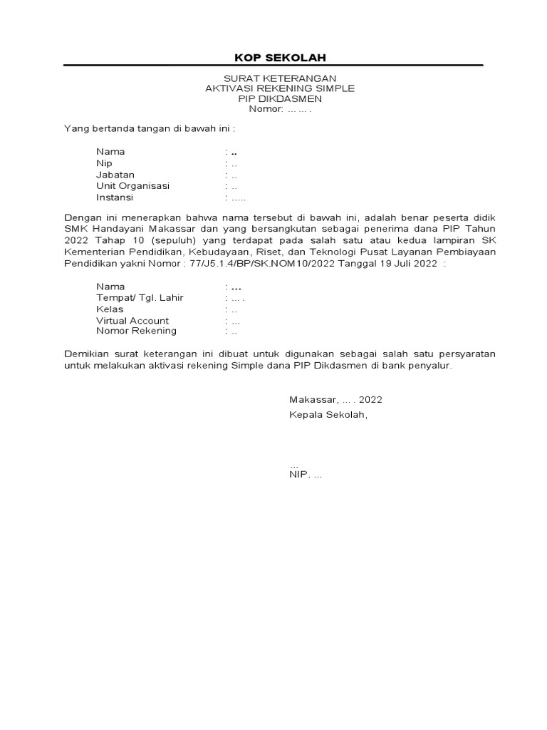 Contoh SK Nominasi Pip | PDF