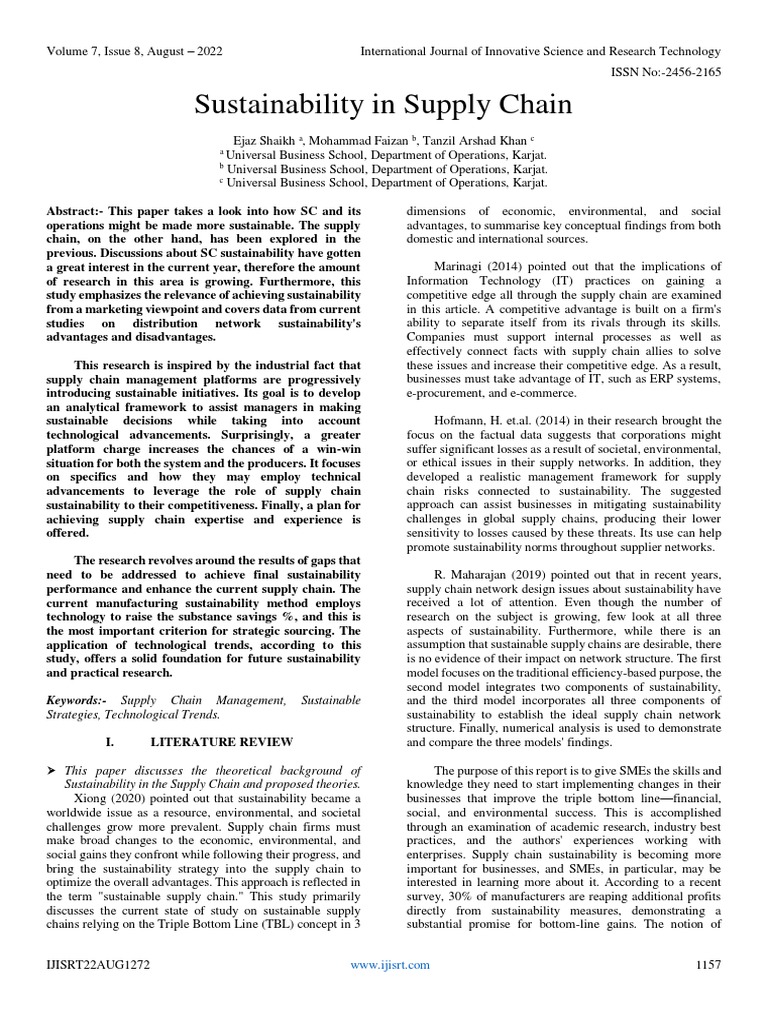 Sustainability in Supply Chain | PDF | Sustainability | Supply Chain