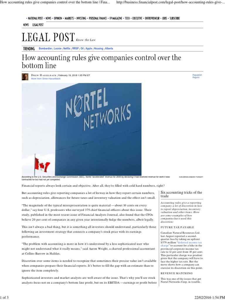 How Accounting Rules Give Companies Control Over The Bottom Line ...