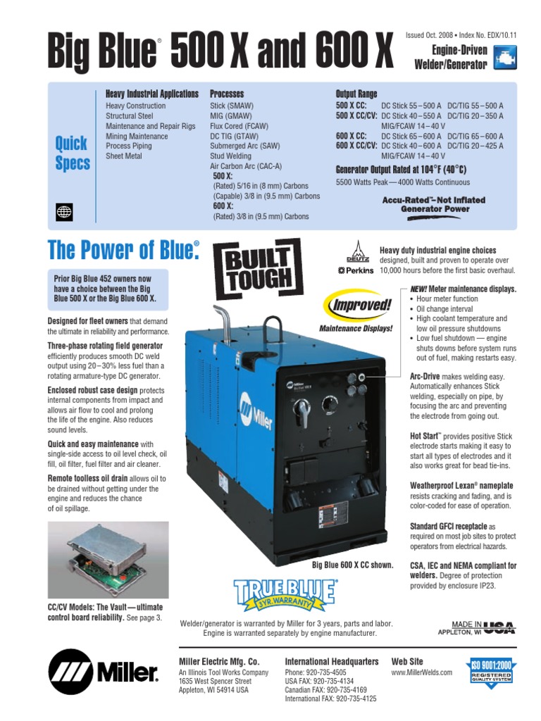 BB 500 600X Miller | PDF | Switch | Electric Generator
