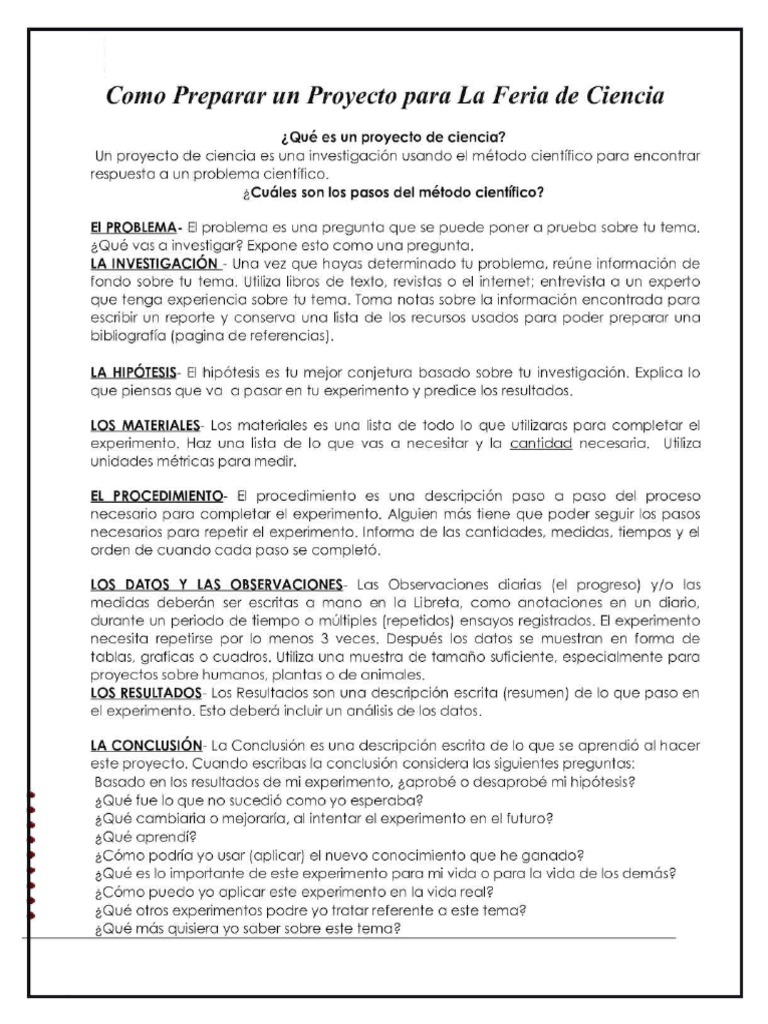 Pasos para un Proyecto de Ciencias | PDF | Experimentar | Método científico