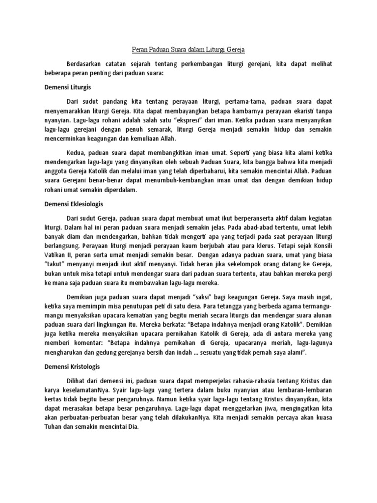 Peran Paduan Suara Dalam Liturgi Gereja | PDF
