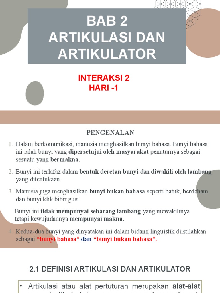 Tajuk 2 Artikulasi & Artikulator | PDF