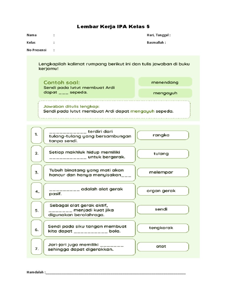 Lembar Kerja IPA Kelas 5 | PDF